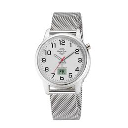 MASTER TIME Damen Funkuhr "Lady Line", silber, Armbanduhren, Quarzuhr, Armbanduhr, Damenuhr, Edelstahlarmband, analog, digital