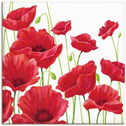 Artland Wandbild &raquo;Rote Mohnblumen I&laquo; Blumen 1 Stk. tlg. als Leinwandbild, Poster in verschied. Gr&ouml;&szlig;en rot B/H/T: 70cm x 70cm, Leinwandbild Blumen, 1 Stk.
