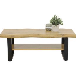 Hela Couchtisch &raquo;GABRIEL&laquo; Ablageboden; Baumkantenoptik; U-Gestell braun B/H/T: 110cm x 42cm x 60cm