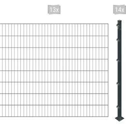 Arvotec Einstabmattenzaun &raquo;ESSENTIAL 160 zum Einbetonieren&laquo; Zaunh&ouml;he 160 cm, Zaunl&auml;nge 2 - 60 m grau Kunststoff, Stahl H/L: 160cm x 26m, Pfosten: 14 Stk.