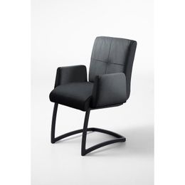 exxpo - sofa fashion Freischwinger &raquo;Affogato mit komfortablen Armlehnen&laquo; () attraktiven Kreuznaht in der R&uuml;ckenlehne schwarz Kunstleder, Metall B/H/T:
