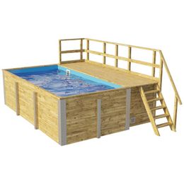 Weka Rechteckpool &raquo;595 Gr.1 mit Sonnendeck und Technikraum&laquo; BxLxH: 309x416x116 cm. verschiedene Folienfarben &Oslash;/B/H/L: Breite 309cm x H&ouml;he 116cm x 