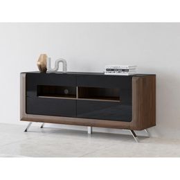 Home Affaire Lowboard &raquo;Kasai&laquo; Breite 160,5 cm, mit 2 Schubladen schwarz B/H/T: 160,5cm x 73cm x 48cm, wallnut columbia/schwarz hgl, 2 Stk.