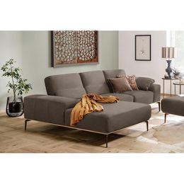 W.Schillig Ecksofa &raquo;run, Designsofa mit tollem Sitzkomfort, bequem, L-Form&laquo; mit Holzsockel, F&uuml;&szlig;e in Bronze pulverbeschichtet, Breite 279 cm braun 