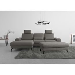Sit & More sit&more Ecksofa &raquo;Cinturo L-Form&laquo; inklusive Sitztiefenverstellung und Federkern, Sitzh&ouml;he 45 cm grau B/H/T: 283cm x 88cm x 175cm, Luxus-Microfaser 