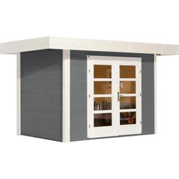 Weka Gartenhaus &raquo;Designhaus 126 Plus&laquo; grau Massivholz Fu&szlig;boden im Gartenhaus, ohne Dacheindeckung
