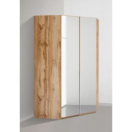 wimex Eckkleiderschrank &raquo;New York&laquo; mit Spiegelt&uuml;ren und LED Leuchte braun B/H/T: 90cm x 236cm x 56cm