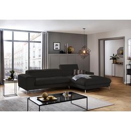 W.Schillig Ecksofa &raquo;piedroo, Designsofa mit tollem Sitzkomfort, bequem und elegant, L-Form&laquo; Kopfteilverstellung, wahlweise mit Sitztiefenverstellung, 