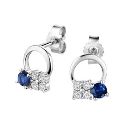 Firetti Damen Paar Ohrstecker &raquo;Schmuck Geschenk Gold 333 Ohrschmuck Ohrringe Kreis&laquo; mit Saphir, Zirkonia (synth.) blau Wei&szlig;gold 333