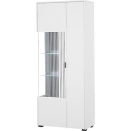 Home Affaire Vitrine &raquo;Hudson, Stauraumvitrine&laquo; in moderner Trendfarbe, Griffe aus Metall (Schwarz), H&ouml;he 180 cm schwarz-wei&szlig; Holzwerkstoff Wei&szlig;, B/H/T