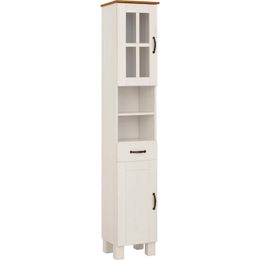 Home Affaire Hochschrank &raquo;Rodby&laquo; FSC -zertifiziertes Massivholz, Breite 33cm, H&ouml;he 180cm wei&szlig; Massivholz wei&szlig;, B/H/T: 33cm x 180cm x 30cm, Schubladen: