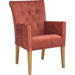 Home Affaire Esszimmerstuhl &raquo;King&laquo; () Armlehnstuhl mit Knopfheftung, Polsterstuhl rot Polyester B/H/T: 60cm x 92cm x 65cm, Samtvelours