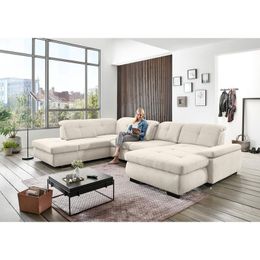 Die PlanBar Ecksofa &raquo;MP-IN16012 U-Form, mit Federkern-Polsterung&laquo; inkl. Sitztiefenverstellung wahlweise mit weiteren Funktionen beige 85% Polyester;15
