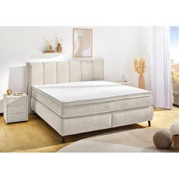 Jockenh&ouml;fer Boxspringbett &raquo;Isabella, in 160x200cm oder 180x200 cm, H&auml;rtegrade w&auml;hlbar&laquo; inkl. 7-Zonen-TTFK-Matratze und Kaltschaumtopper beige Bezug Bett: Chenille