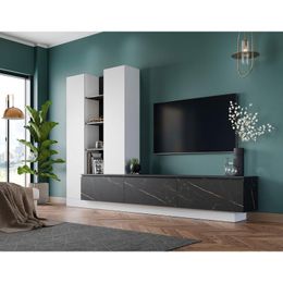 Home Affaire Wohnwand &raquo;Modesto&laquo; Breite ca. 295cm wei&szlig; Holzwerkstoff, Melamin B/H/T: 294,9cmcm x 200,5cmcm x 32,6cmcm