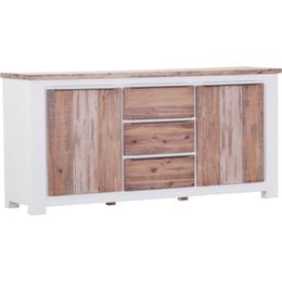 GUTMANN FACTORY Sideboard &raquo;Tampa&laquo; Kommode in modernem Vintage Stil, Breite 180 cm wei&szlig; Holz teilmassiv B/H/T: 180cm x 86cm x 48cm, 3 Stk., Akazie, 2 Stk.