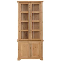 Vitrine OTTO HOME, B:94cm H:210cm T:39cm, beige, Massivholz, Wohnzimmer, Schr&auml;nke, "Melissa", aus massiver Kiefer, FSC zertifiziert, Breite 94 cm