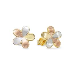 Amor Damen Paar Ohrstecker &raquo;Bl&uuml;ten&laquo; rosa 10mm, Gelbgold 375 Ros&eacute;gold 375 Wei&szlig;gold 375