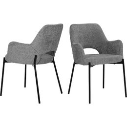 Sit Armlehnstuhl &raquo;Kiew 2er-Set Boucl&eacute; Esszimmerst&uuml;hle mit R&uuml;cken Cut-Out&laquo; (Set) 2 Stk.&Ouml;ko-Tex Boucl&eacute;-Bezug & modernes R&uuml;cken Cut-Out Design grau 