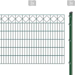Arvotec Doppelstabmattenzaun &raquo;EXCLUSIVE 120 zum Einbetonieren "Karo" mit Zierleiste&laquo; Zaunh&ouml;he 120 cm, Zaunl&auml;nge 2 - 60 m gr&uuml;n Kunststoff, Stahl H/L: 120cm x 