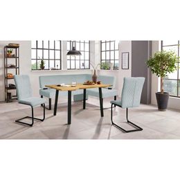 OTTO home Eckbankgruppe &raquo;Oliver&laquo; Set, 4-tlg, 4 Stk. tlg. Eckbank mit Wellenunterfederung im Sitz, Tisch Massiv Eiche blau 92% PES, 8% Naylon B/H/T: 