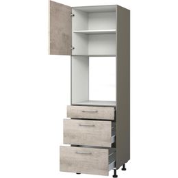 KOCHSTATION Backofenumbauschrank &raquo;KS-Trea SB2AS-195-3&laquo; mit zwei T&uuml;ren und zwei Einlegeb&ouml;den, H&ouml;he 195 cm grau anthrazit, B/H/T: 60cm x 195cm x 56cm, 