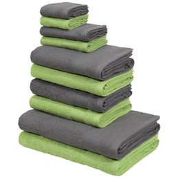 OTTO home Handtuch Set &raquo;Afri, Duscht&uuml;cher, Handt&uuml;cher, G&auml;stet&uuml;cher, Seift&uuml;cher&laquo; Set Walkfrottee zweifarbig, 100% Baumwolle, weich, mit Bord&uuml;re gr&uuml;n 