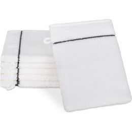 Ross Waschhandschuh &raquo;&Uuml;berkaro 9032&laquo; 100% Baumwolle, made in Germany wei&szlig; Frottier, Frottier B/L: 12cmx20cm, 6 Stk., Karo Streifen, 6 Waschhandschuhe, 