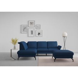 Sit & More sit&more Ecksofa &raquo;Fashion L-Form&laquo; wahlweise mit Kopfteilverstellung und Vorziehsitz, motorisch blau B/H/T: 250cm x 84cm x 207cm, Soft clean, Ottomane 