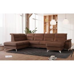 Sit & More sit&more Wohnlandschaft &raquo;Astoria U-Form&laquo; wahlweise mit motorischer Relaxfunktion braun 100% Polyester B/H/T: 327cm x 91cm x 225cm, Luxus-Microfaser in