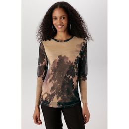 Aniston Selected Damen Aniston SELECTED Langarmshirt dezent transparent und Body blickdicht gef&uuml;ttert - NEUE KOLLEKTION braun 44