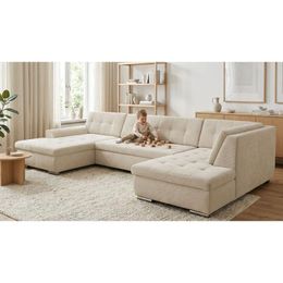 OTTO home Wohnlandschaft &raquo;Tornby 360 x 201 cm, mit Steppungen, modern & stabil&laquo; L-Form, aus haustierfreundlichem Pet Friendly Bezug beige 100% 