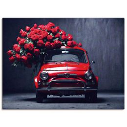 Artland Wandbild &raquo;Rote Rosen f&uuml;r den kleinen Italiener&laquo; Auto 1 Stk. tlg. als Alubild, Leinwandbild, Poster, Wandaufkleber in verschied. Gr&ouml;&szlig;en Leinwand B/H/T: