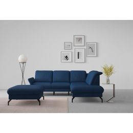 Sit & More sit&more Ecksofa &raquo;Fashion L-Form&laquo; wahlweise mit Kopfteilverstellung und Vorziehsitz, motorisch blau B/H/T: 250cm x 84cm x 207cm, Soft clean, Ottomane 