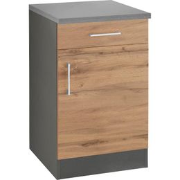 KOCHSTATION Unterschrank &raquo;KS-Colmar&laquo; 50 cm, mit Metallgriff, f&uuml;r viel Stauraum grau Holzwerkstoff grafitgrau, B/H/T: 50cm x 85cm x 60cm