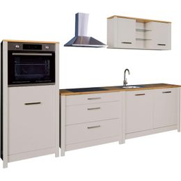 Inter Link K&uuml;chenzeile &raquo;Pienza, Einbauk&uuml;che, K&uuml;chenblock, K&uuml;chenmodul, Kompaktk&uuml;che&laquo; Ohne E-Ger&auml;te f&uuml;r Sp&uuml;lmaschine Kochfeld Backofen K&uuml;hlschrank B: 300 cm wei&szlig; 