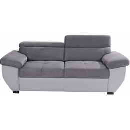 COTTA 2,5-Sitzer &raquo;Speedway&laquo; Big-Sofa mit Kopfteilverstellung grau Kunstleder SOFTLUX / Luxus-Microfaser (100% Polyester);Flachgewebe (100% Polyester) 