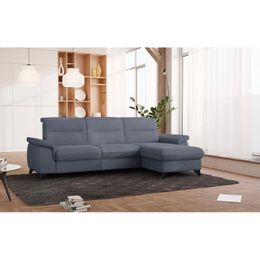 Sit & More sit&more Ecksofa &raquo;Astoria L-Form&laquo; wahlweise mit motorischer Relaxfunktion blau 100% Polyester B/H/T: 260cm x 91cm x 175cm, Flachgewebe, Recamiere 