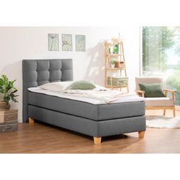 Home Affaire Boxspringbett &raquo;Moulay&laquo; inkl. Topper, in 3 H&auml;rtegraden, TFK auch in H&auml;rtegrad 4 grau Struktur, Liegefl&auml;che B/L: 90cm x 200cm Betth&ouml;he: 