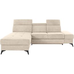 OTTO home Ecksofa &raquo;Cardiz L-Form&laquo; inkl.Kopfteilverstellung und Federkern wahlweise mit Schlaffunktion beige Webstoff (100% Polyester);Luxus-Microfaser