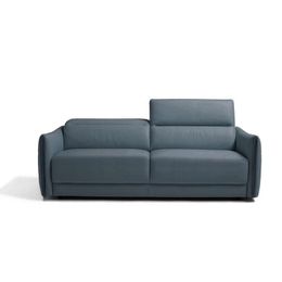 Egoitaliano Schlafsofa &raquo;FOX, Made in Italy-Designsofa mit Dauerschlaffunktion,Breite 216 cm&laquo; Schlafsofa aus Echtleder Bull mit verstellbaren Kopfst&uuml;tzen blau 