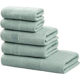 OTTO home Handtuch Set &raquo;Kimi, Duschtuch, Handt&uuml;cher und G&auml;stet&uuml;cher&laquo; Set 5 Walkfrottee 100% Baumwolle, einfarbig, weich, mit Bord&uuml;re, besondere 