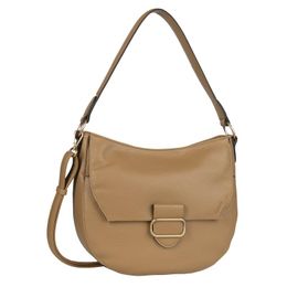 Gabor Damen Hobo &raquo;Melora&laquo; leicht genarbtes Lederimitat mit feinem Logo und goldenem Metallring braun B/H/T: 31cm x 27,5cm x 9cm