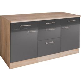 Optifit Unterschrank &raquo;Tula&laquo;, Breite 150 cm grau eichefarben, B/H/T: 150cm x 84,8cm x 60cm, Schubladen: 5 Stk. T&uuml;ren: 2 Stk.
