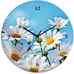 Artland Wanduhr &raquo;Blumen - Margeriten&laquo; wahlweise mit Quarz- oder Funkuhrwerk, lautlos ohne Tickger&auml;usche wei&szlig; &Oslash; 30cm, Quarzuhr