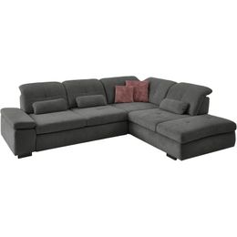 Die PlanBar Ecksofa &raquo;MP-IN16012 L-Form Kaltschaum-Polsterung&laquo; inkl. Sitztiefenverstellung, optional mit Funktionen grau 85% Polyester;15% Nylon B/H/T: