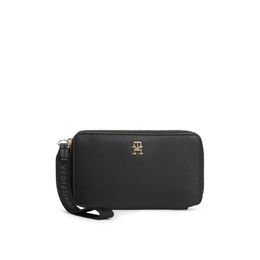 Tommy Hilfiger Unisex Geldb&ouml;rse &raquo;TH LOGOTAPE COMPACT ZIP AROUND&laquo; Unisex Portemonnaie, Geldbeutel mit edlem TH-Logoelement schwarz Einheitsgr&ouml;&szlig;e