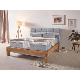 Home Affaire Boxspringbett &raquo;Villads&laquo; Liegefl&auml;che: 160/200 cm aus Balkeneiche, Inside-Boxspring-Unterbau grau Polyester Struktur (recyceltes Polyester)