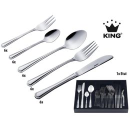 King Besteck-Set &raquo;&raquo;D&uuml;sseldorf&laquo;&laquo; Besteck im zeitlosen Design, mit Besteck-Etui Edelstahl 18/0 31 Stk.