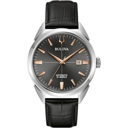 Bulova Herren Automatikuhr Armbanduhr, Herrenuhr, Damenuhr, Lederarmband, Saphirglas schwarz Einheitsgr&ouml;&szlig;e